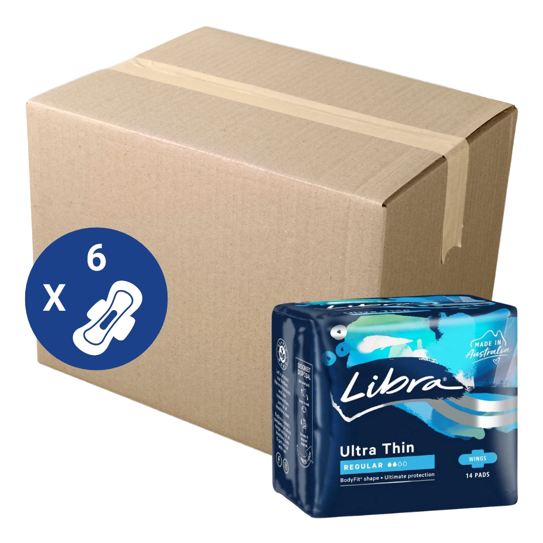Libra Ultra Thin Regular Pads with Wings 14 Pads per pack Carton 6