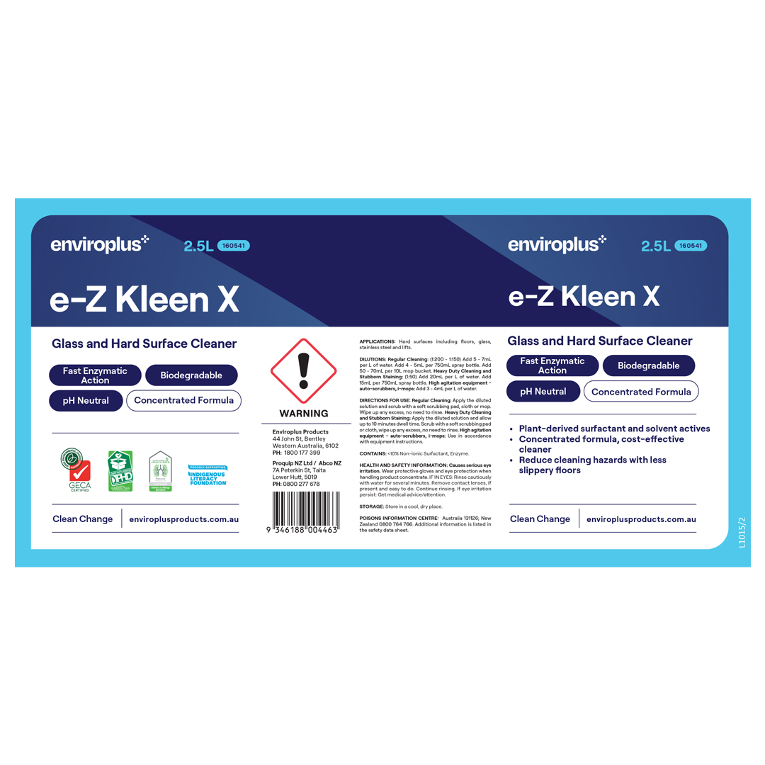 Enviroplus e-Z-Kleen X Label 2.5L Each