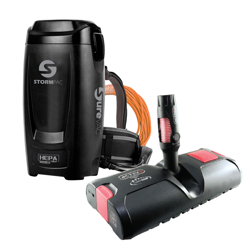 Active8 Battery Powered Vacuum Head With Surevac Electric Backpack Kit
