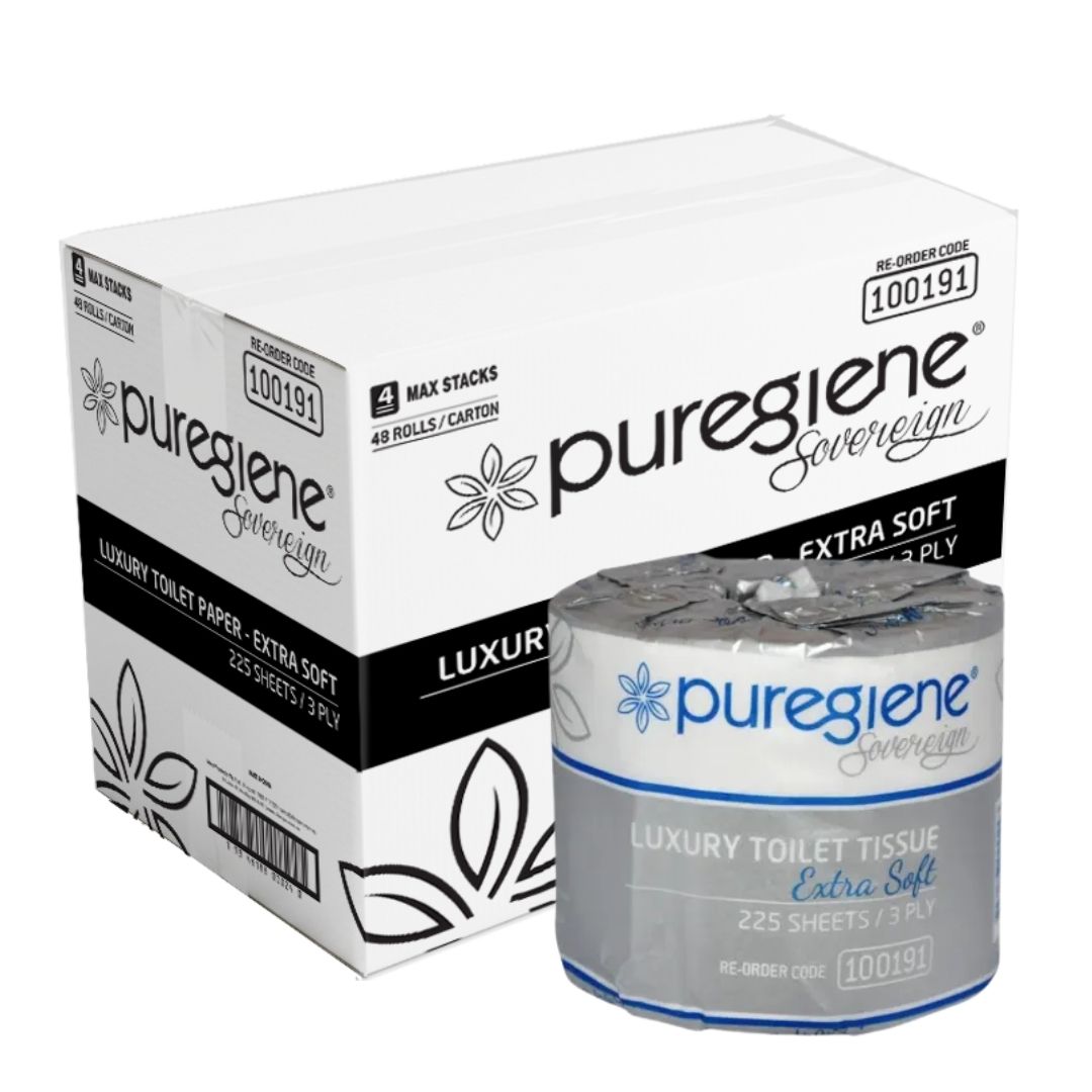 Puregiene Toilet Tissue Sovereign 3 Ply 225 Sheet Carton 48