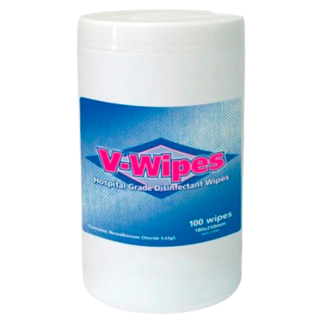 V-Wipe Hospital Grade Disinfectant Wipes Tub 100