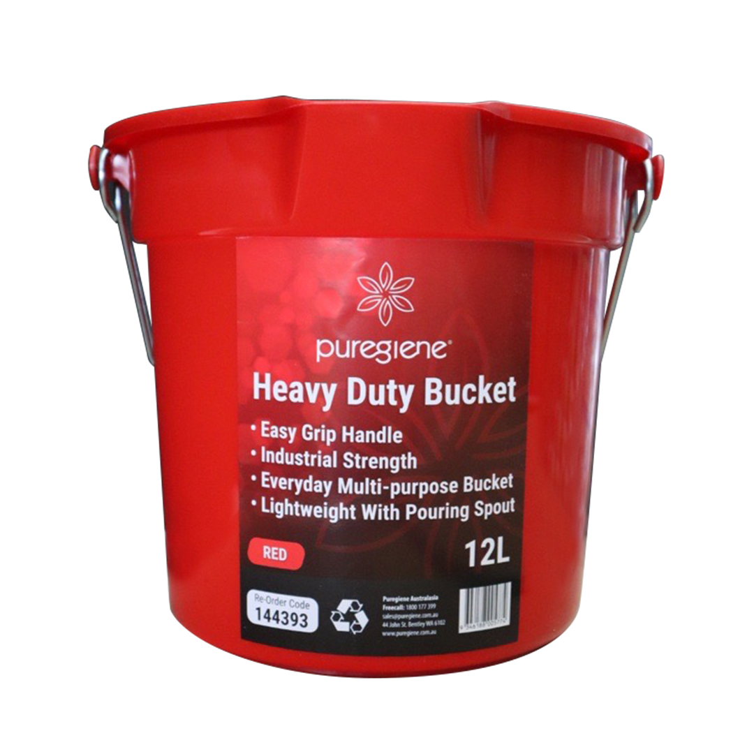Puregiene® Round Bucket Heavy Duty Red 12L Each